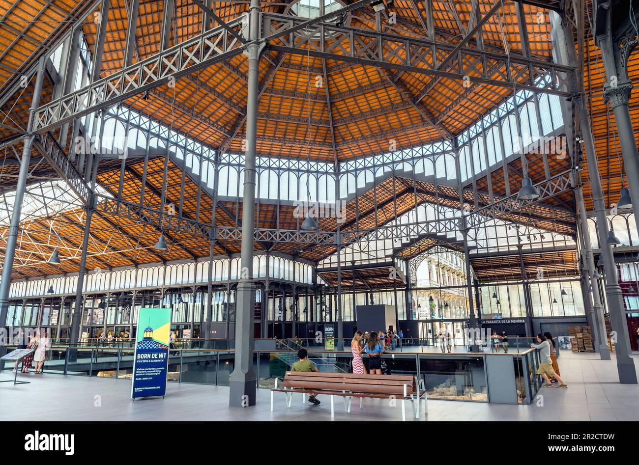 Barcelona, Spain - July 9, 2017: day view of Mercat del Born in ...