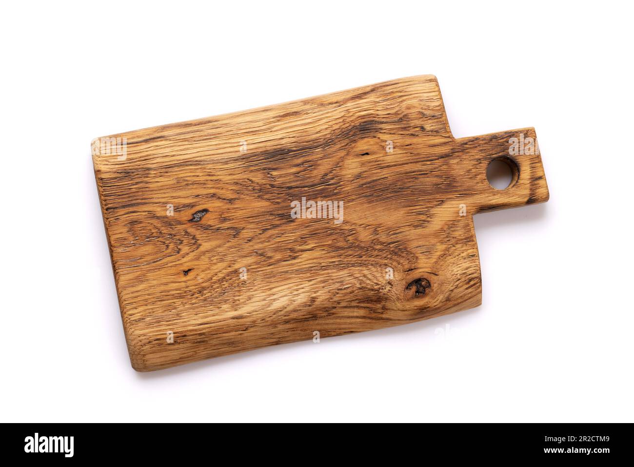 Wooden cutting board. Isolated on white background. Flat lay top view ...