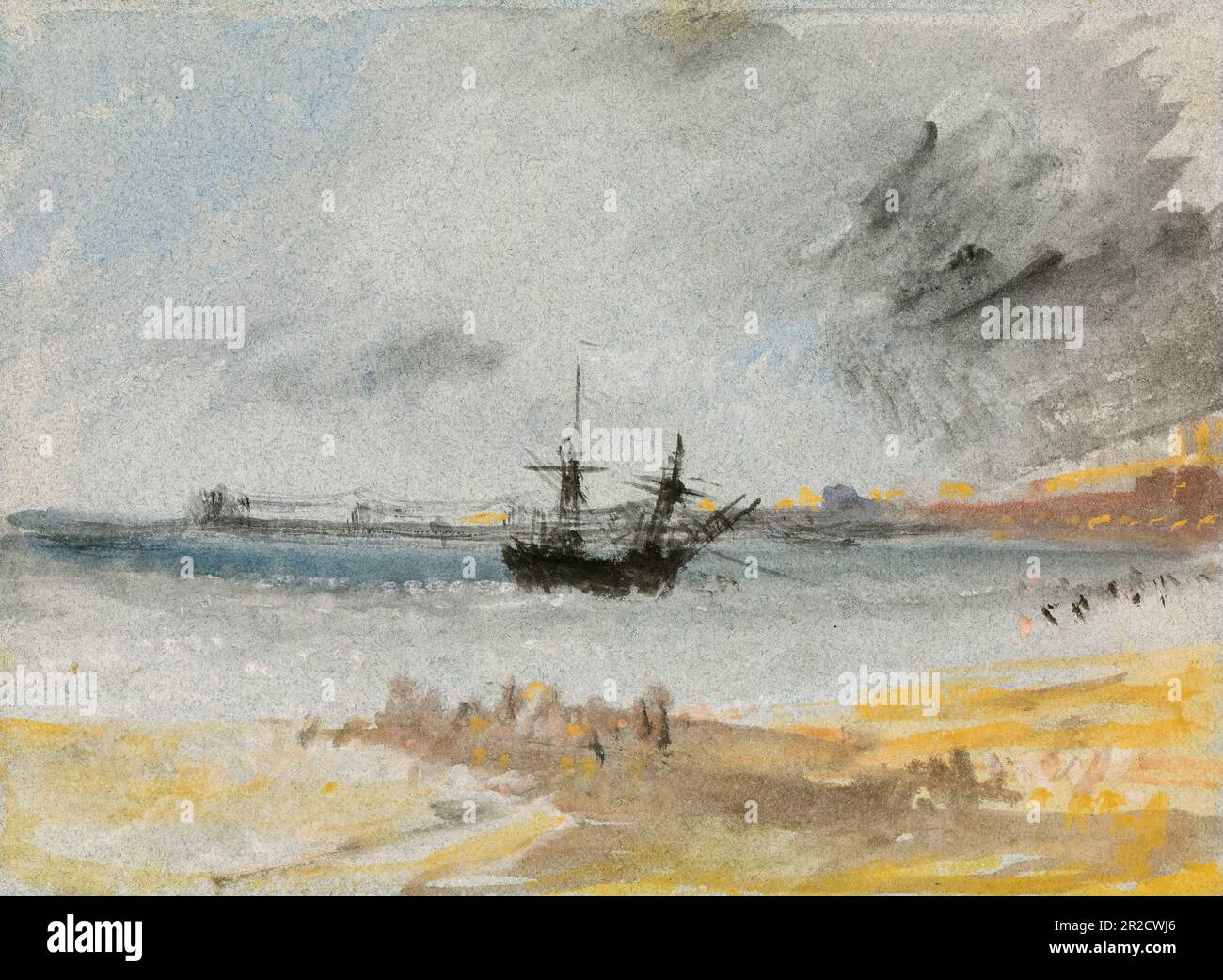 JMW Turner, Ship Aground Brighton, landscape painting 1830 Stock Photo ...