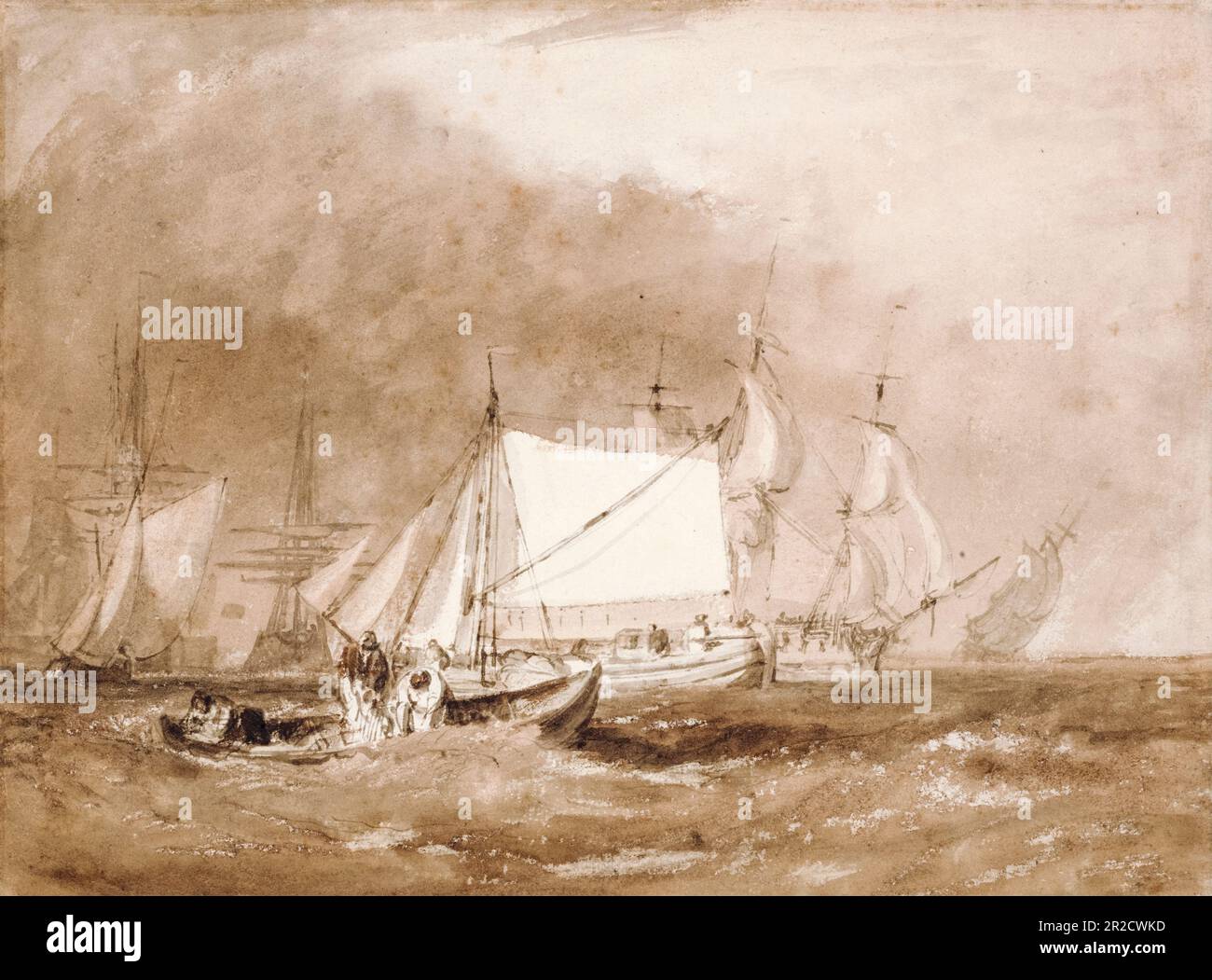 JMW Turner, Shipping Scene with Fishermen, painting 1815-1820 Stock ...