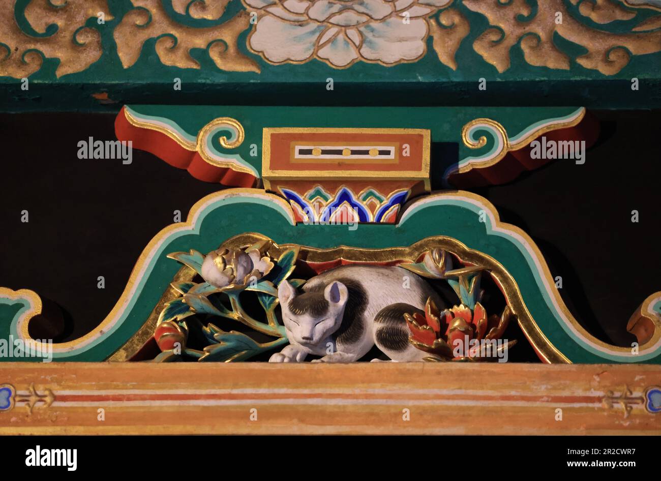 Nikko shi, Japan - sleeping cat, a famous wood carving in Toshogu ...