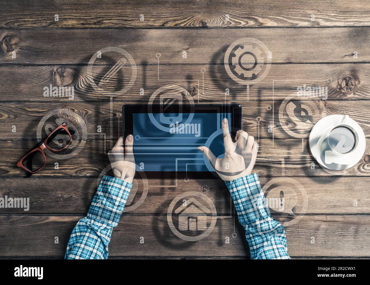 Concept of social communication and networking with media user ...