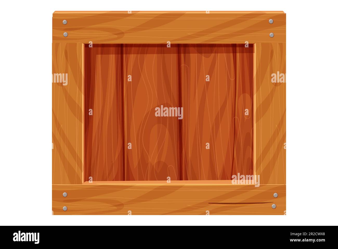Wooden box, delivery container in cartoon style, game asset isolated on ...