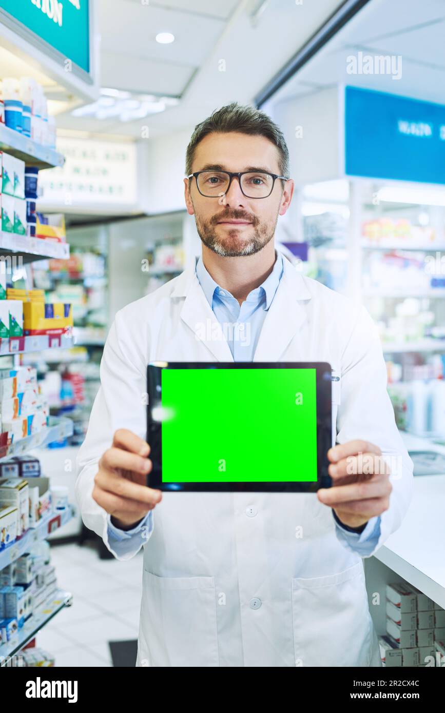 Green screen tablet on pharmacy hi-res stock photography and images - Alamy