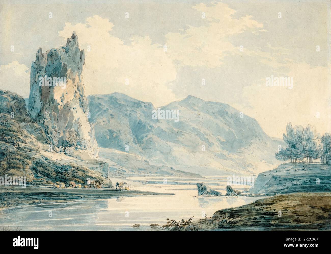 JMW Turner, Ilam Rock, Dovedale, Derbyshire, landscape painting before ...