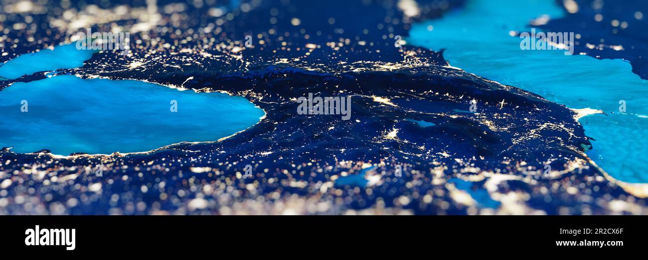 Caucasus mountains tilt shift panorama. Elements of this image ...