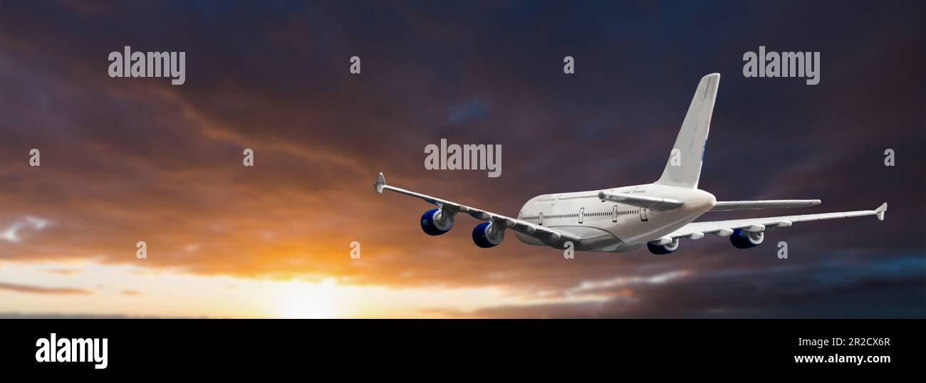 Airplane high speed on the clouds sky Stock Photo - Alamy