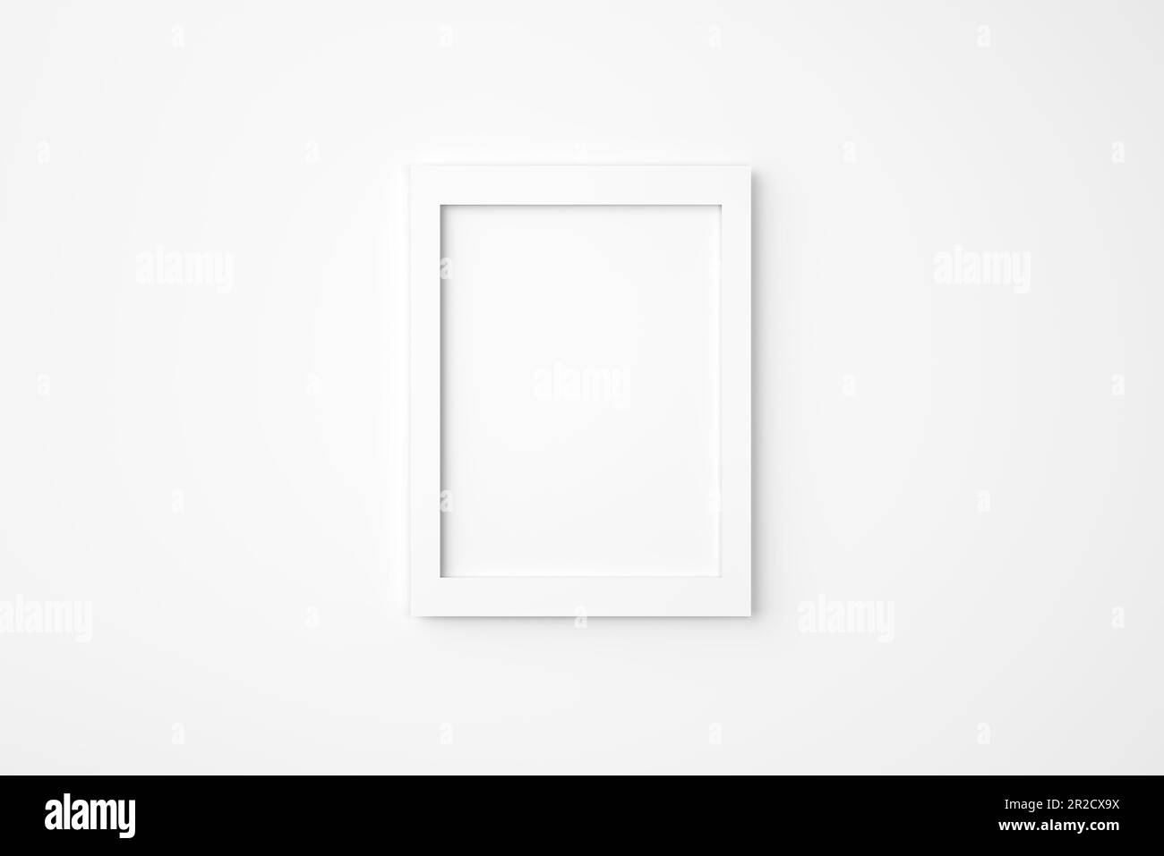 Minimal blank or empty rectangle picture frame hanging on white wall ...