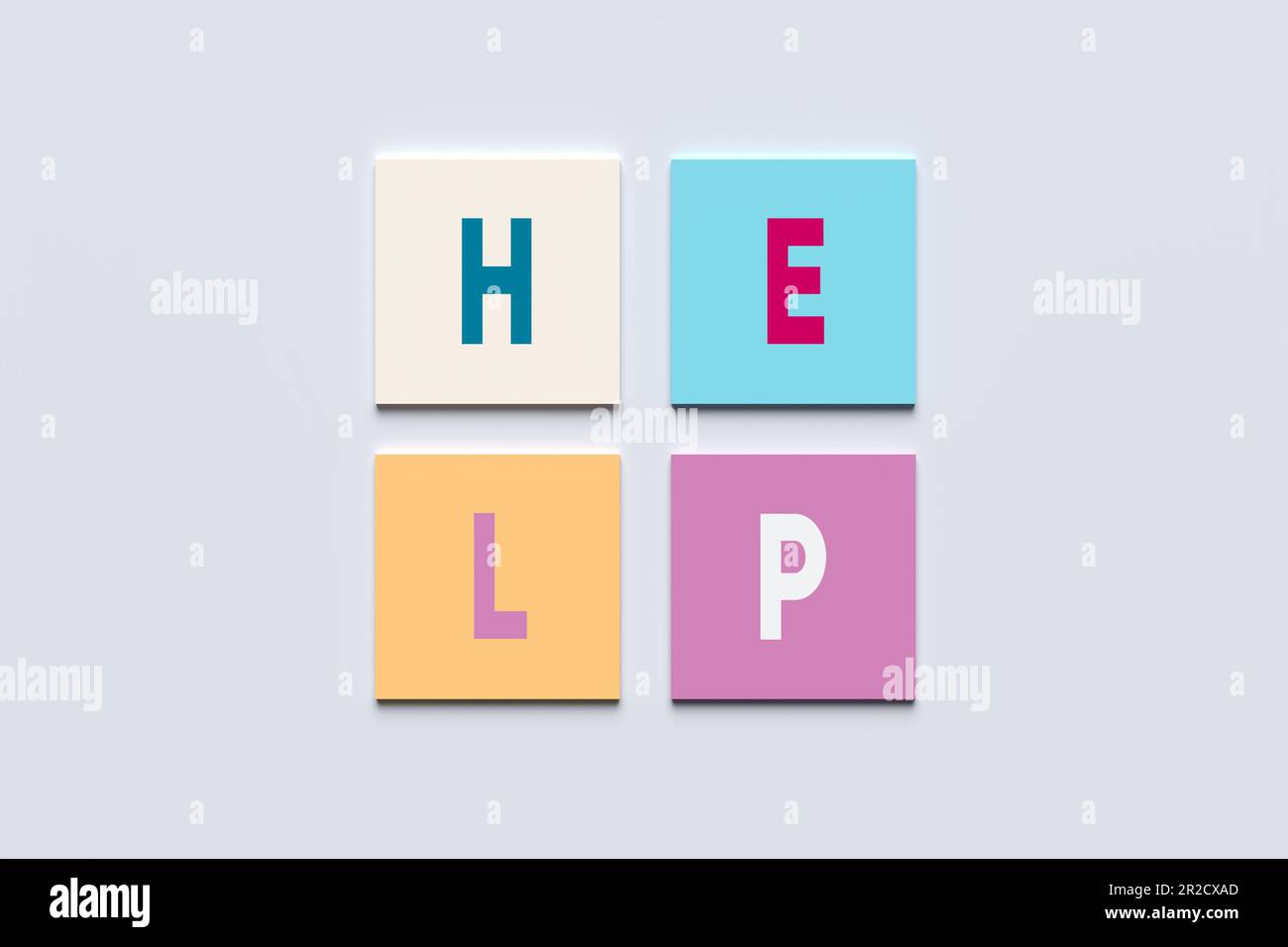Support and help concept. The word help on colorful square blocks Stock ...