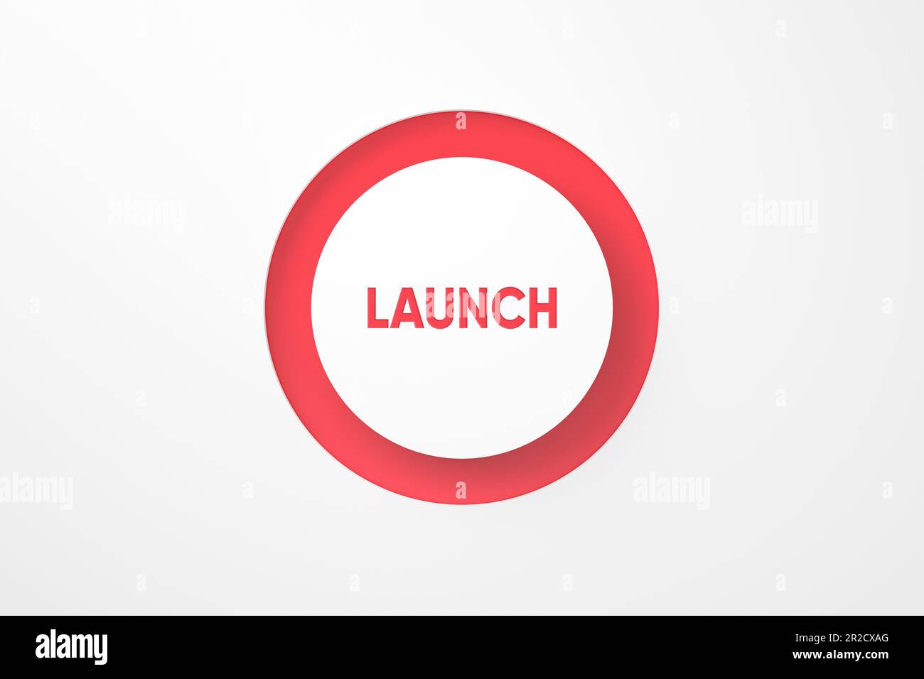 New Product Or Career Launch Concept Push Button With The Word Launch On White Background Top