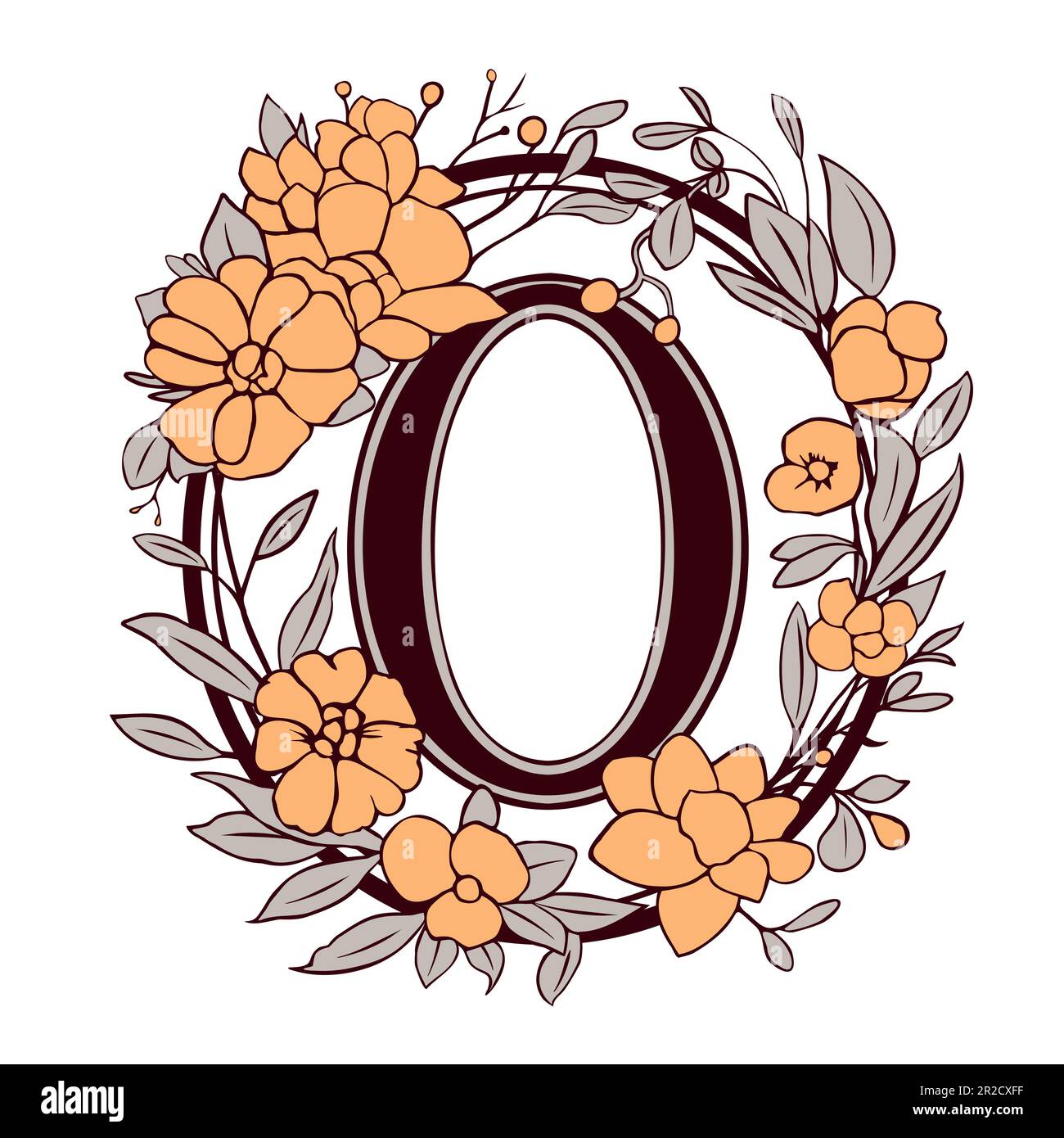 Letter O Floral monogram. Vintage ornament initial Alphabet spiral ...