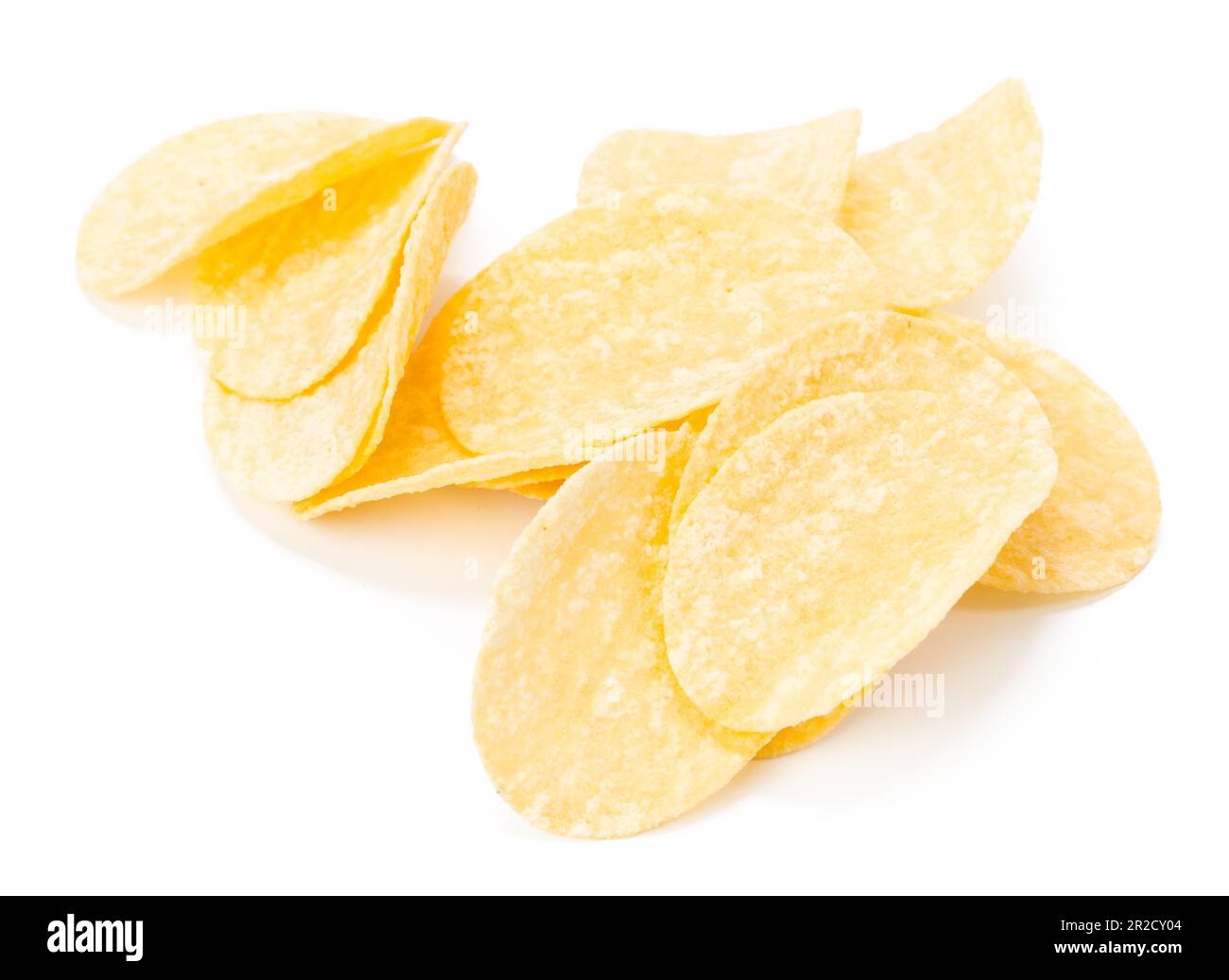 yellow potato chips isolated on white Stock Photo - Alamy