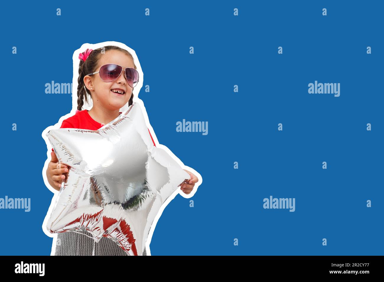 child isolated over blue color background Stock Photo - Alamy
