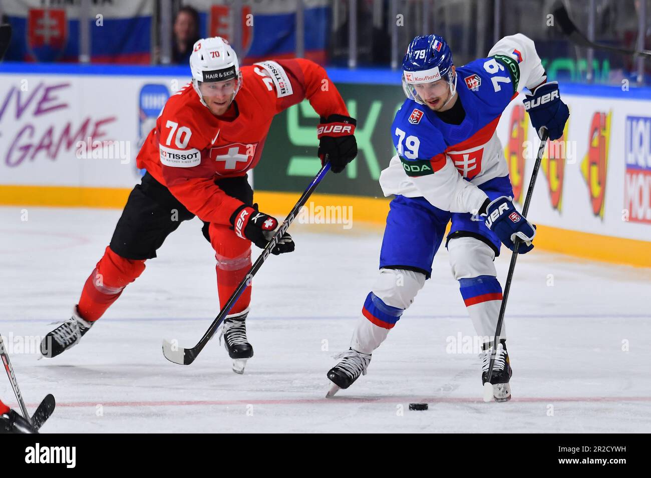 LATVIA, RIGA - 18.05.23: HUDACEK Libor, CORVI Enzo. Game Switzerland vs ...