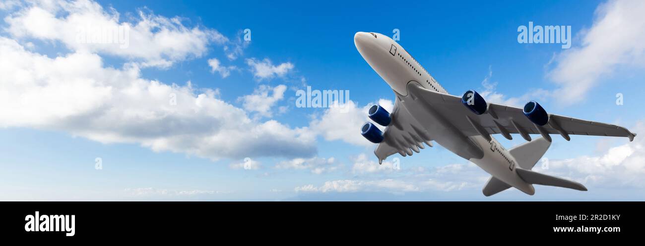 Airplane high speed on the clouds sky Stock Photo - Alamy