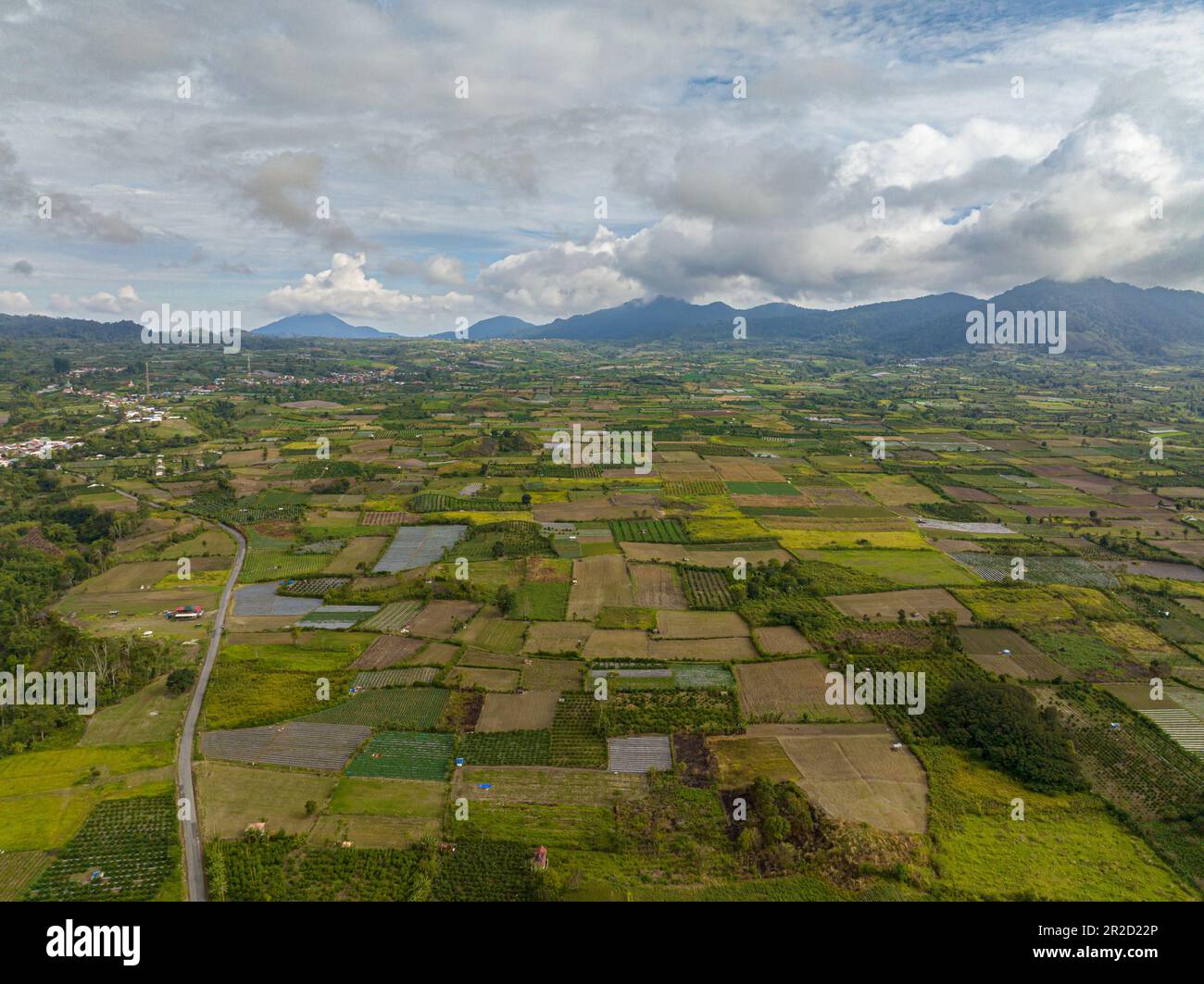 Farmland and farm fields in the countryside of Sumatra. Berastagi ...