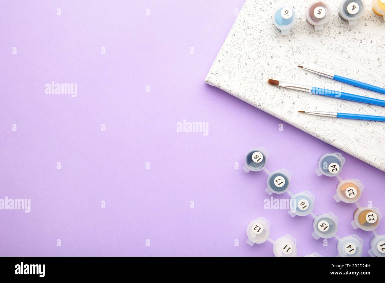 Watercolor and coloring by numbers. Painting on canvas by numbers. Top ...