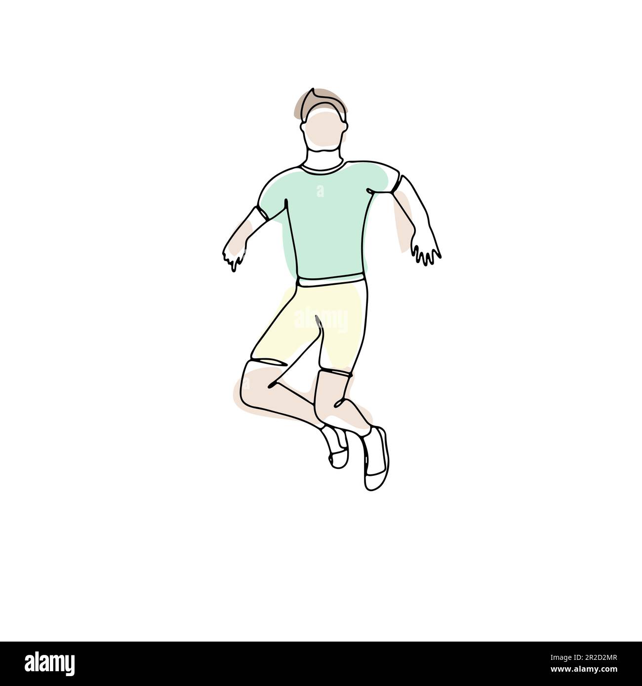 Single line drawing of jumping man with abstract shapes Stock Vector ...