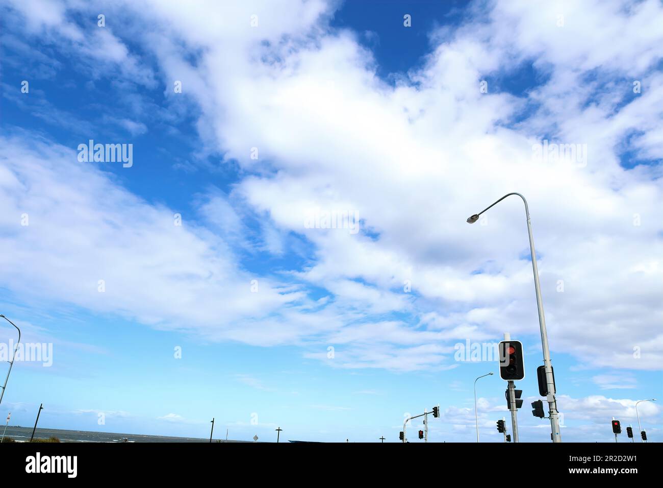 Art for arts sake. Some lights and communication tower, street, and ...