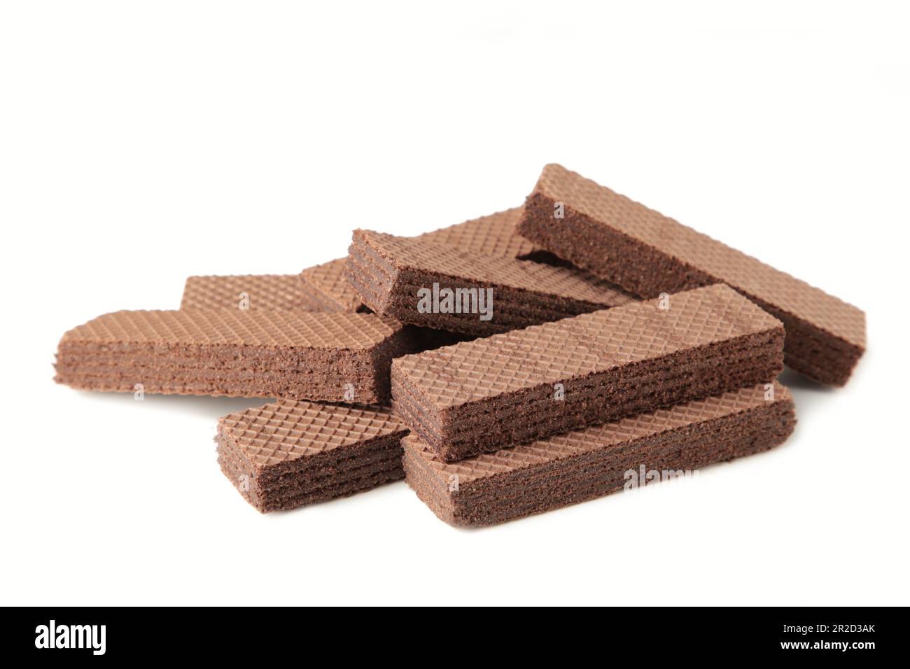 Chocolate wafers isolated on white background. Top view Stock Photo - Alamy