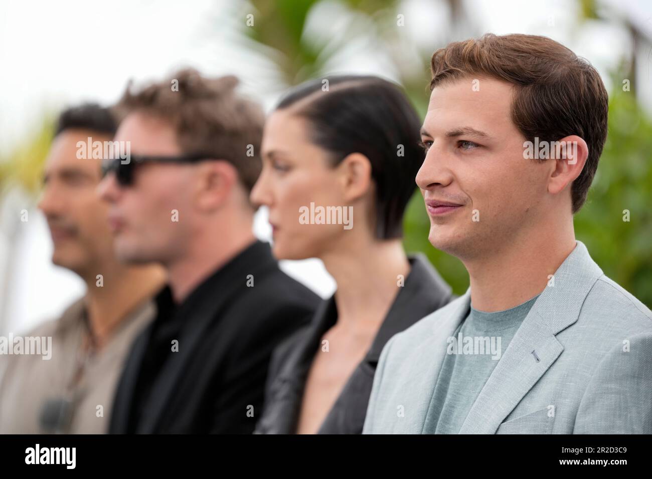 Warren Goz, from left, Michael Pitt, Raquel Nave, and Tye Sheridan pose ...