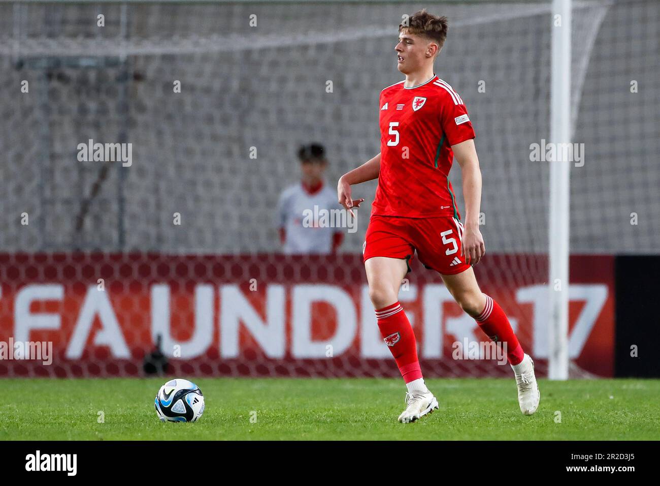 Budapest, Hungary, 17 May 2023. Dylan Lawlor of Wales in action during the UEFA European Under ...
