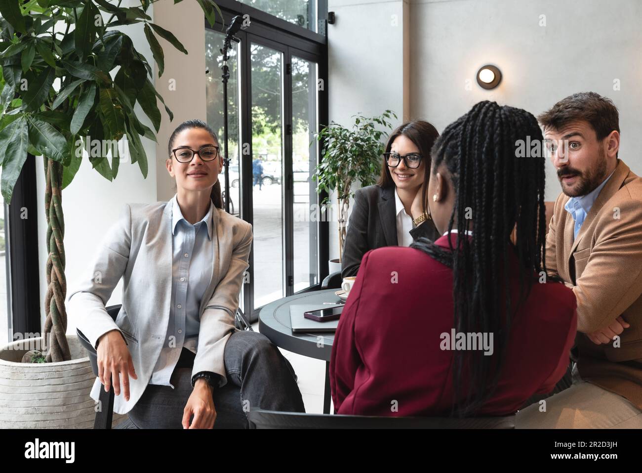 Group of young business people, managers, owners of a small company new ...