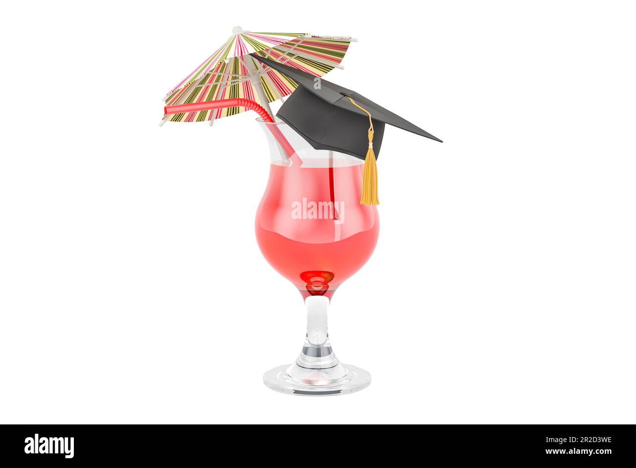 Bartender school concept. Tropical cocktail with graduation hat. 3D ...