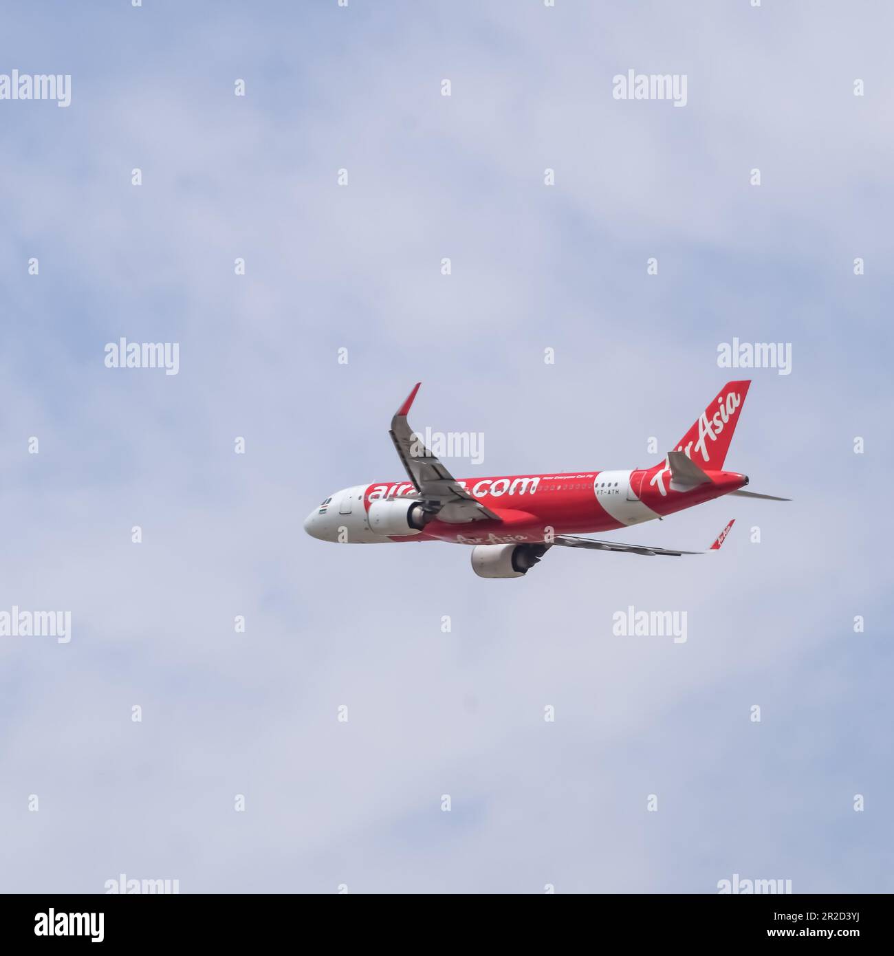 New Delhi, India, April 16 2023 - Air Asia Airbus A320 take off from ...