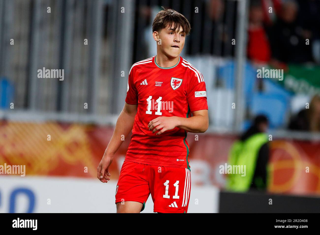 Budapest, Hungary, 17 May 2023. Joseph Hatch of Wales reacts during the ...
