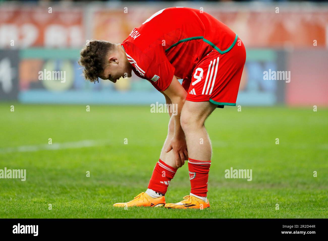 Budapest, Hungary, 17 May 2023. Iwan Morgan of Wales reacts during the ...