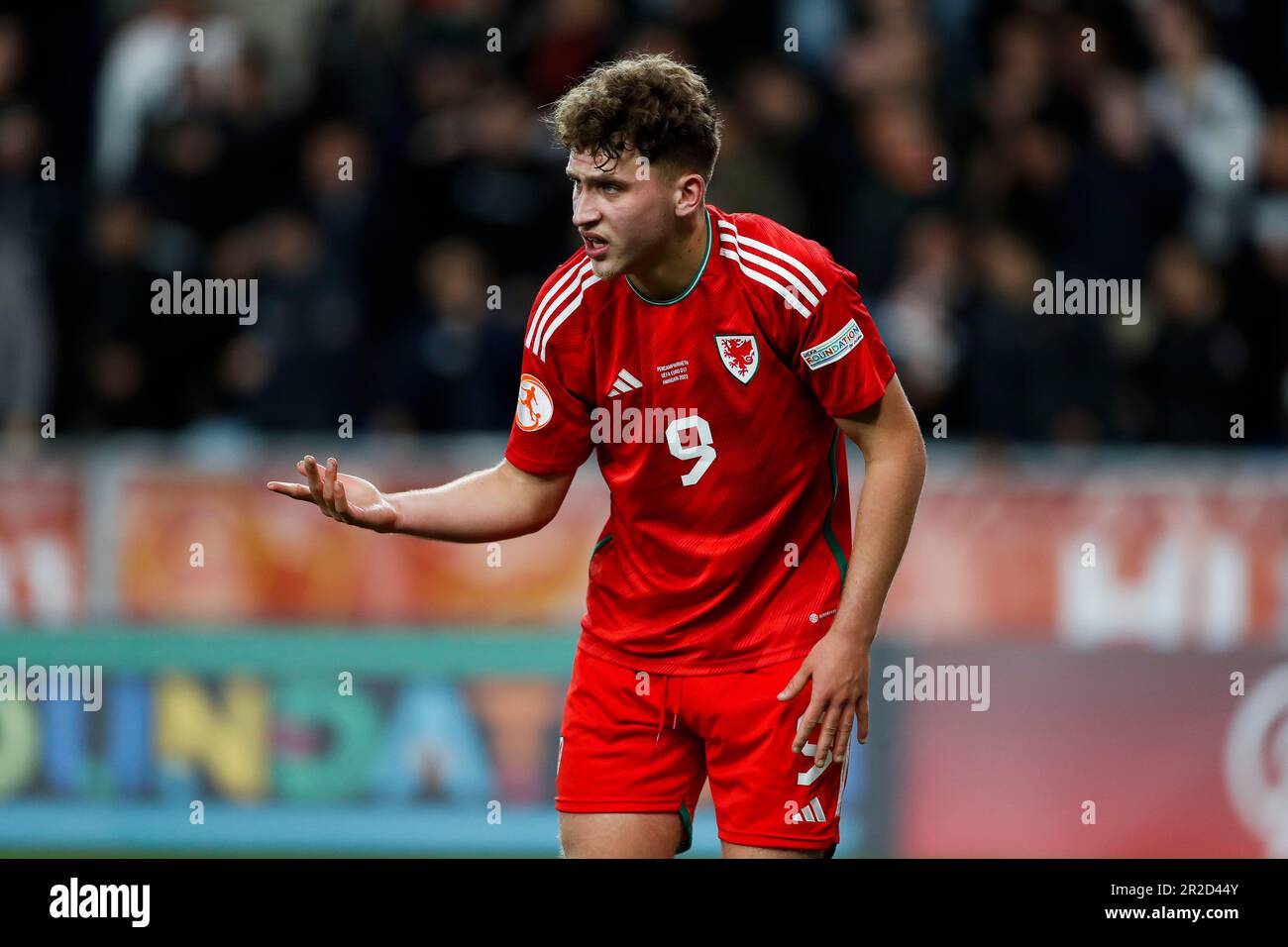 Budapest, Hungary, 17 May 2023. Iwan Morgan of Wales reacts during the ...