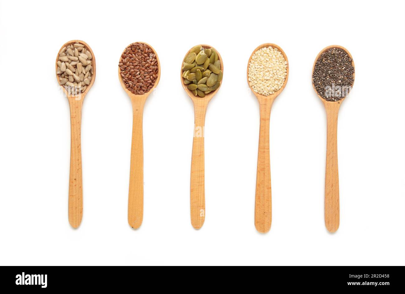 Healthy superfood: sesame, sunflower seeds, flax seeds and chia ...