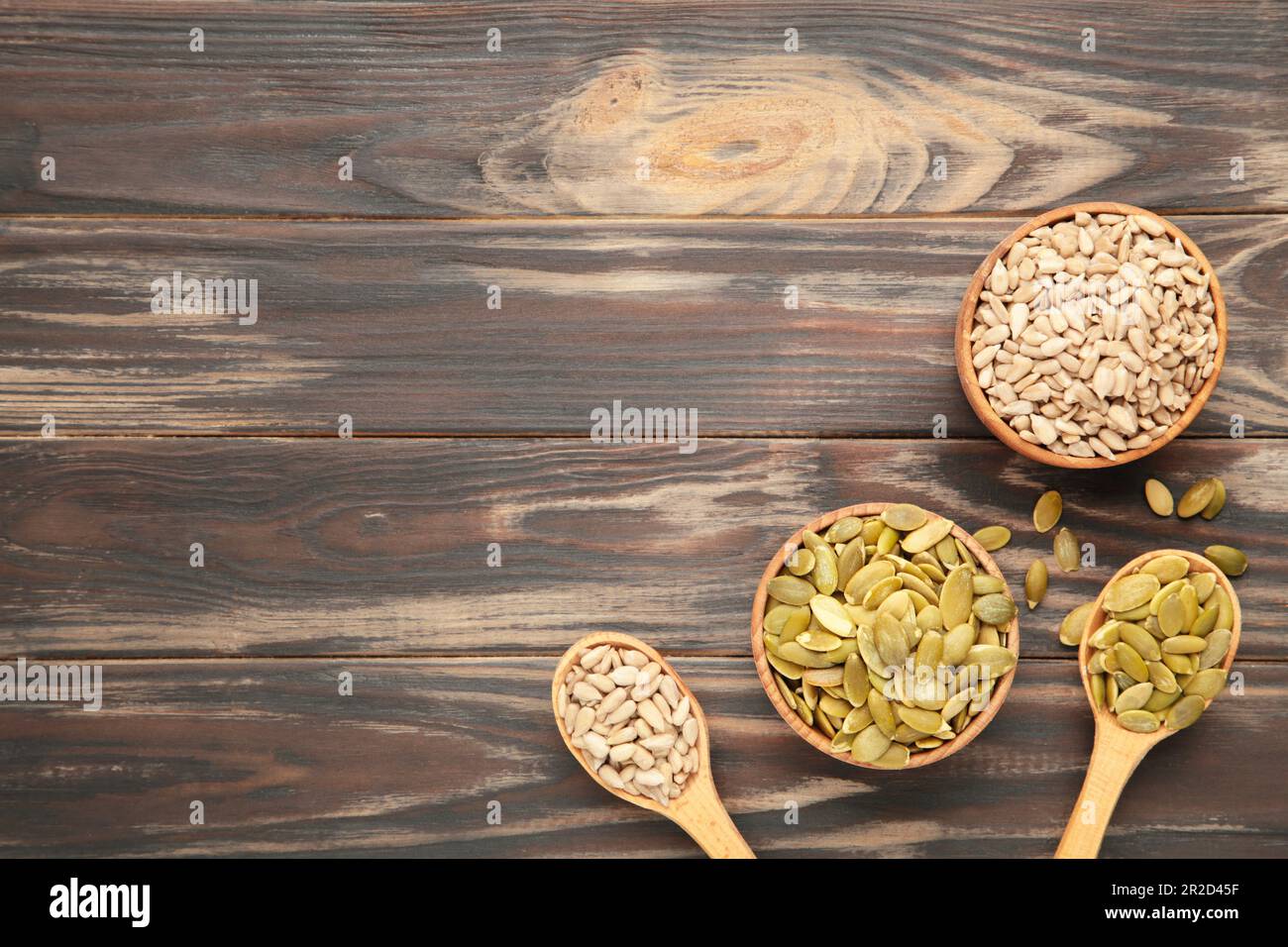 Healthy superfood: sesame, pumpkin seeds, sunflower seeds, flax seeds ...