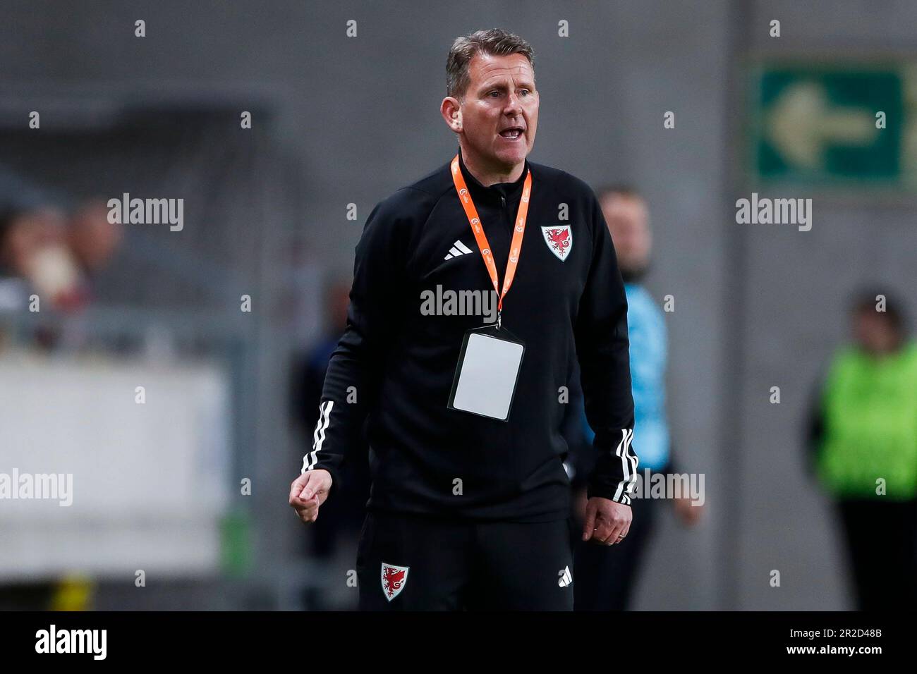 Budapest, Hungary, 17 May 2023. Head Coach Craig Knight of Wales reacts ...