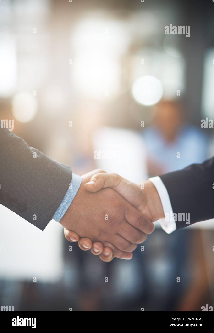 Business people, handshake and closeup in office for partnership ...