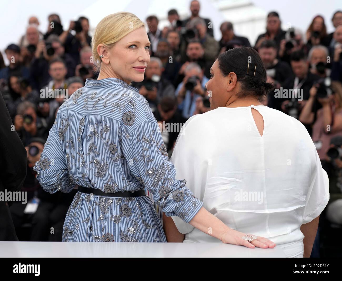 Cate Blanchett, left, and Deborah Mailman pose for photographers at the ...