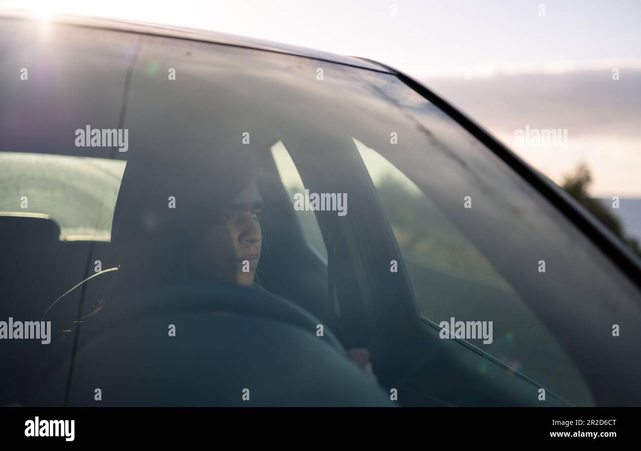 Woman inside a car hi-res stock photography and images - Alamy