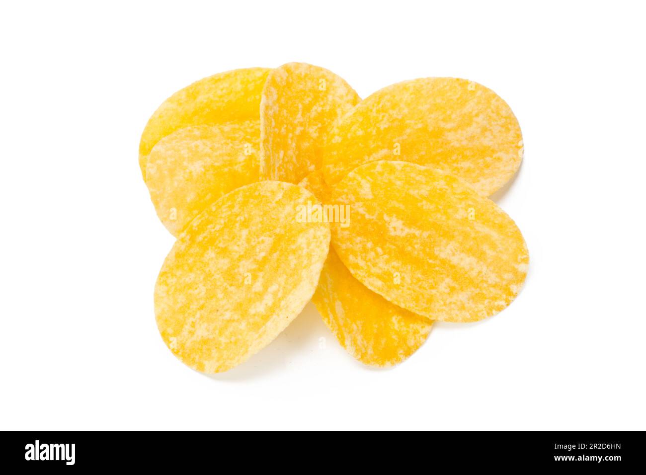 yellow potato chips isolated on white Stock Photo - Alamy
