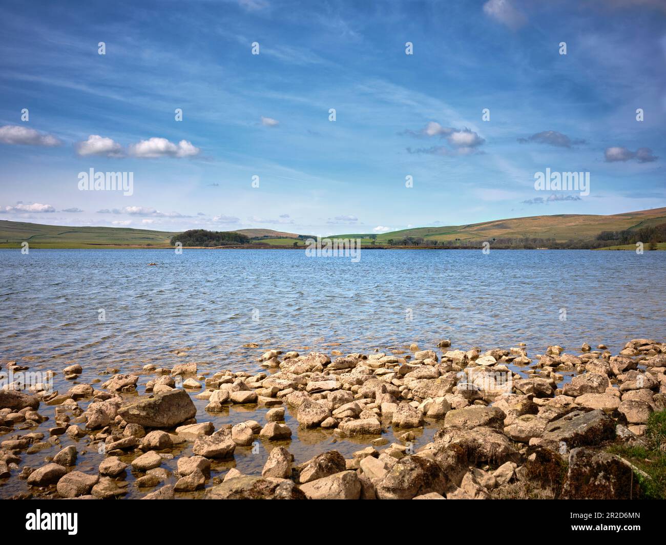 A sunny May afternoon looking west across Malham Tarn. North Yorkshire ...