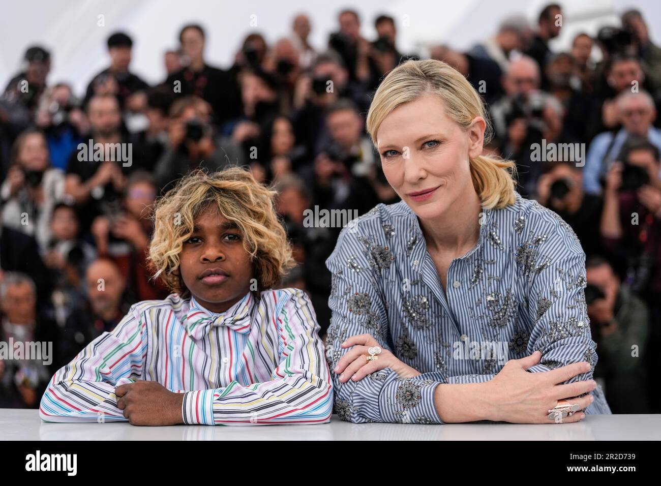 Aswan Reid, left, and Cate Blanchett pose for photographers at the ...