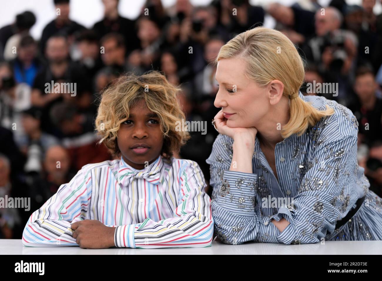 Aswan Reid, left, and Cate Blanchett pose for photographers at the ...