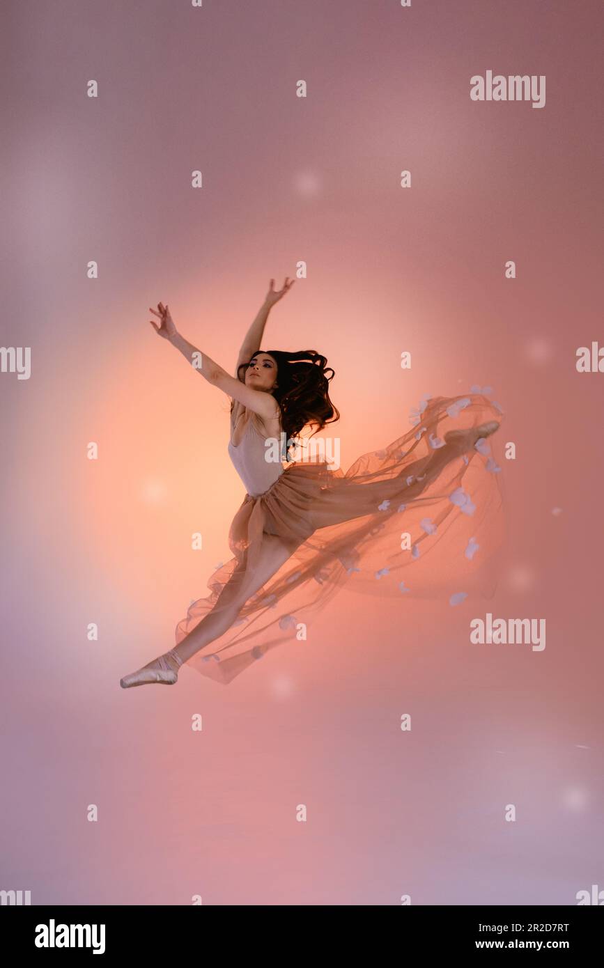 Ballerina woman dancing and flying in pointe shoes Stock Photo - Alamy