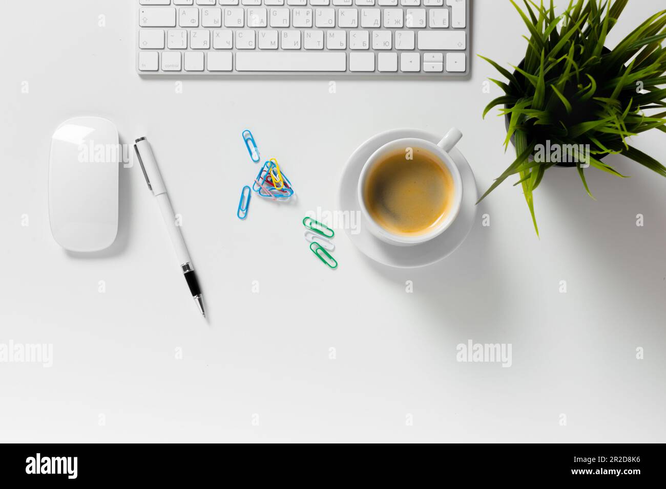 Office desk, top view Stock Photo - Alamy