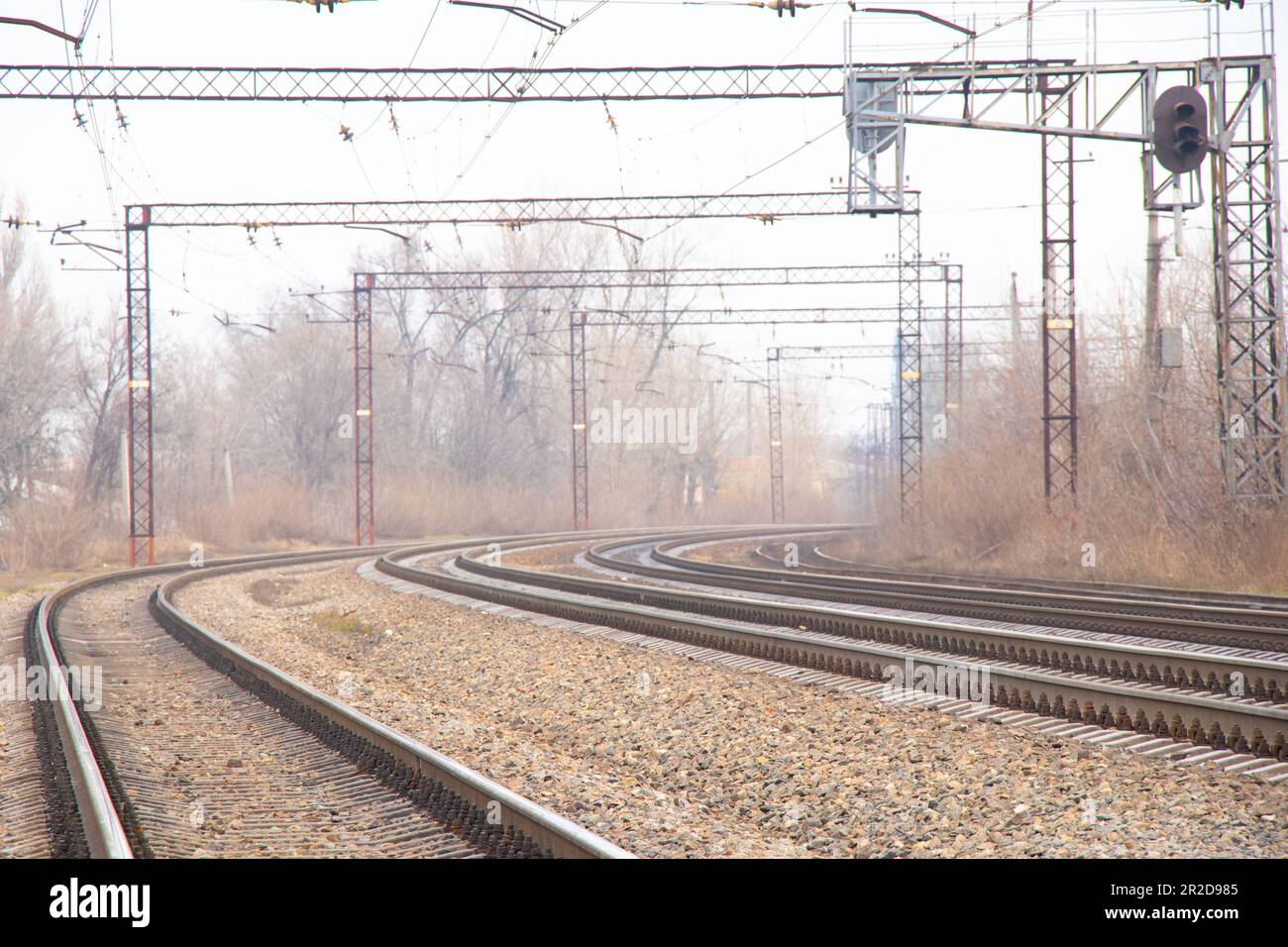 Ukrainian railway on a winter day in the city of Dnieper Stock Photo ...