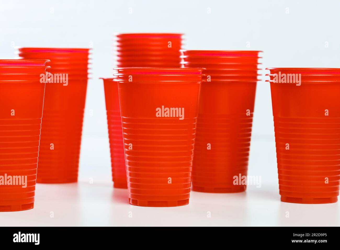 red disposable plastic glasses Stock Photo - Alamy