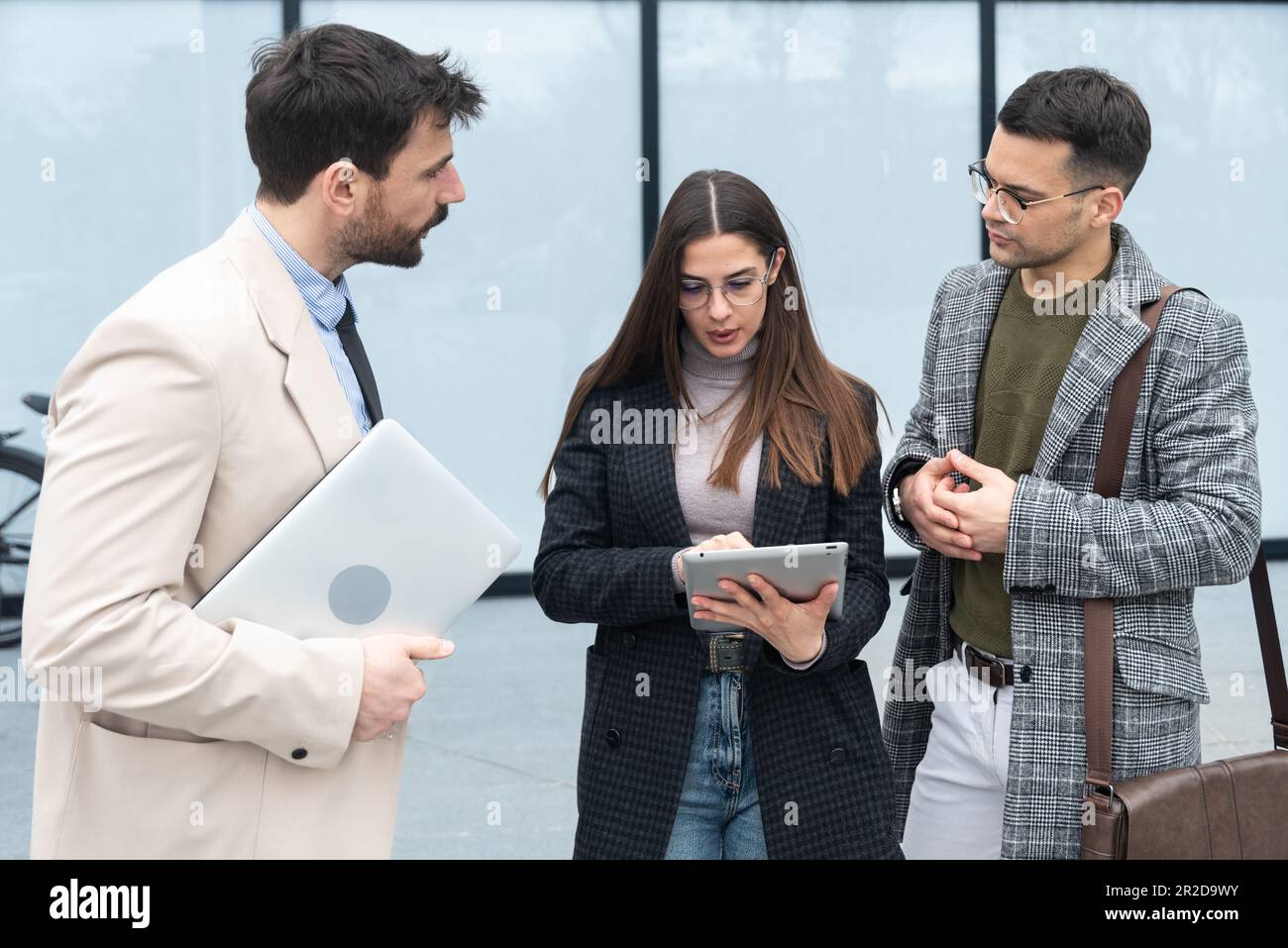 Group of creative business people working on social media strategy ...