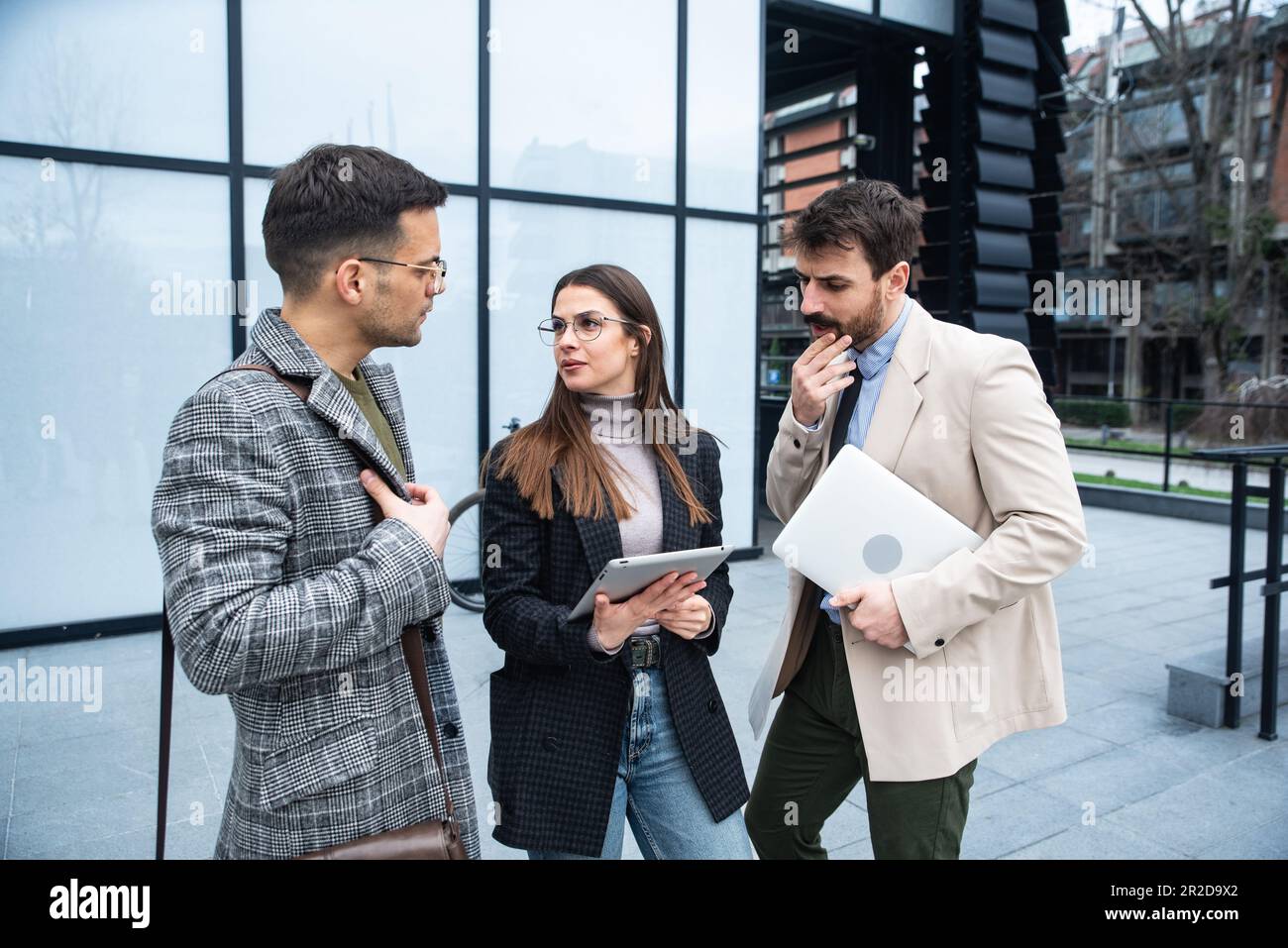 Group of creative business people working on social media strategy ...