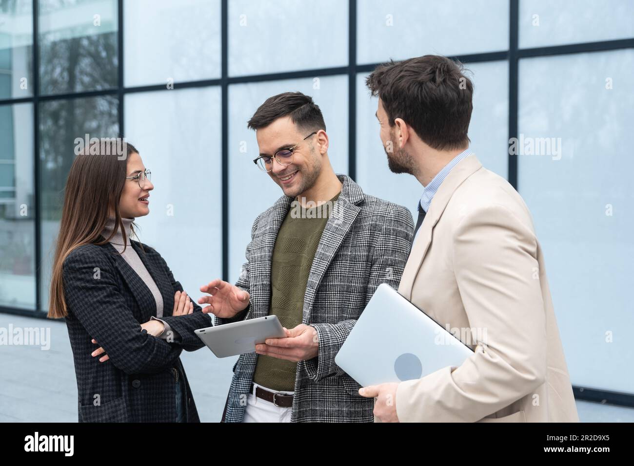 Group of creative business people working on social media strategy ...