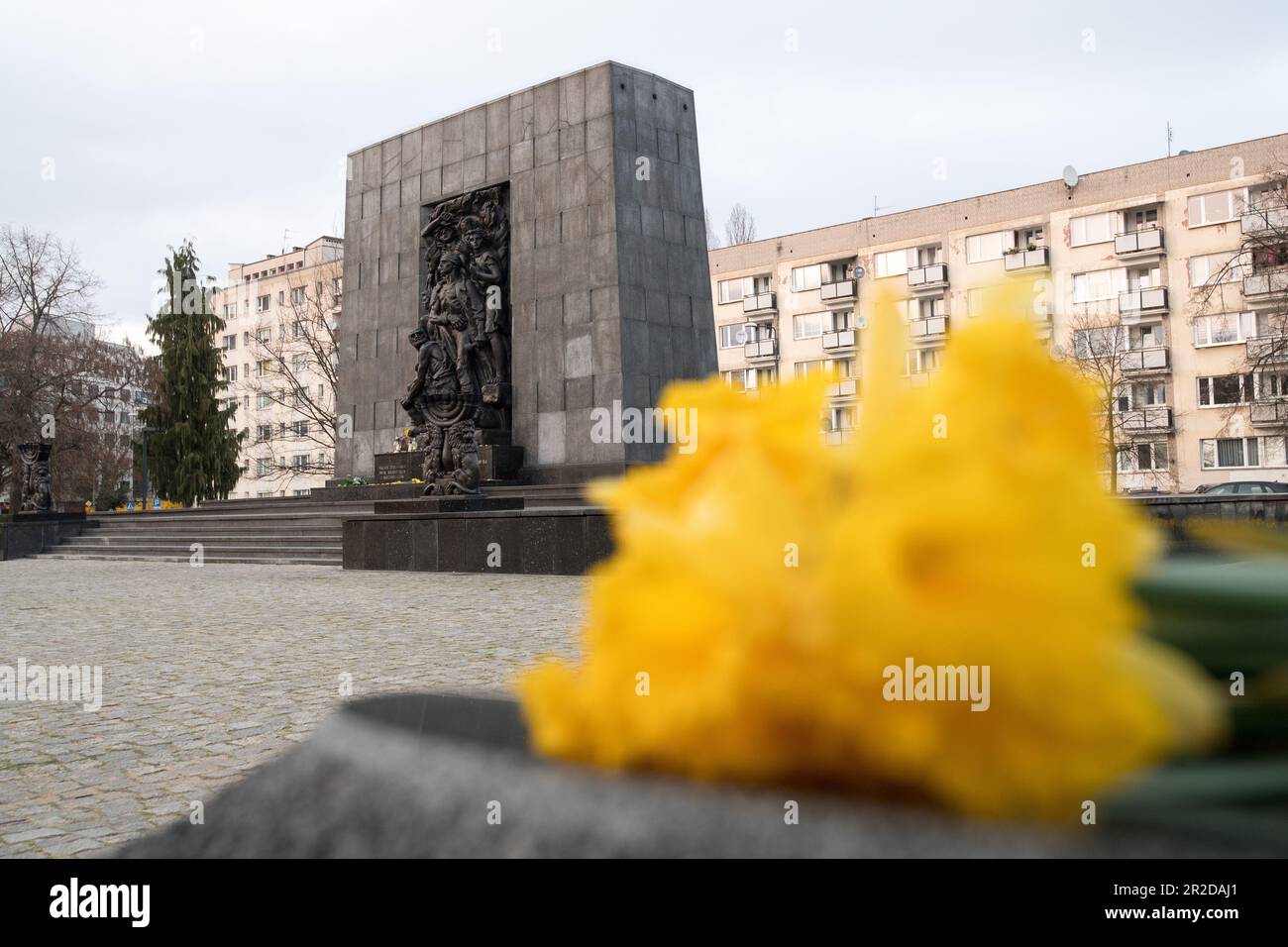 The Warsaw Ghetto Heroes Monument in Warsaw, Poland. In April 1943 ...